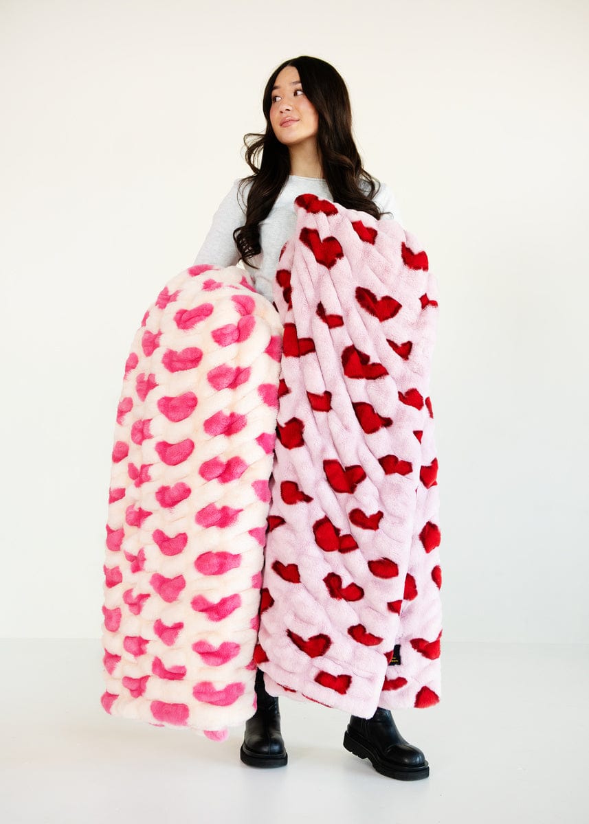 Red Heart Hugs Blanket for Cozy Comfort - Minky Couture Blankets